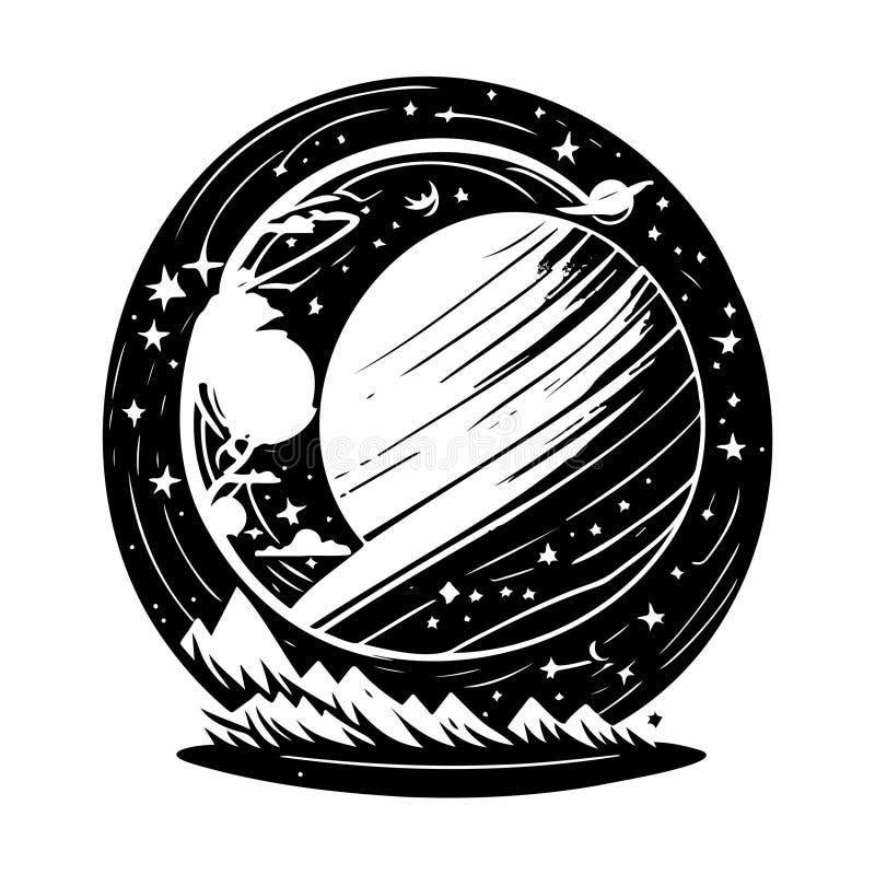Planet Space Icon Hand Draw Black Colour Space Logo Symbol Perfect ...
