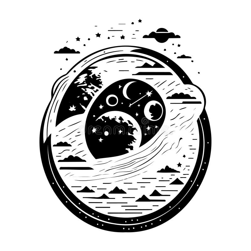 Planet Space Icon Hand Draw Black Colour Space Logo Symbol Perfect ...