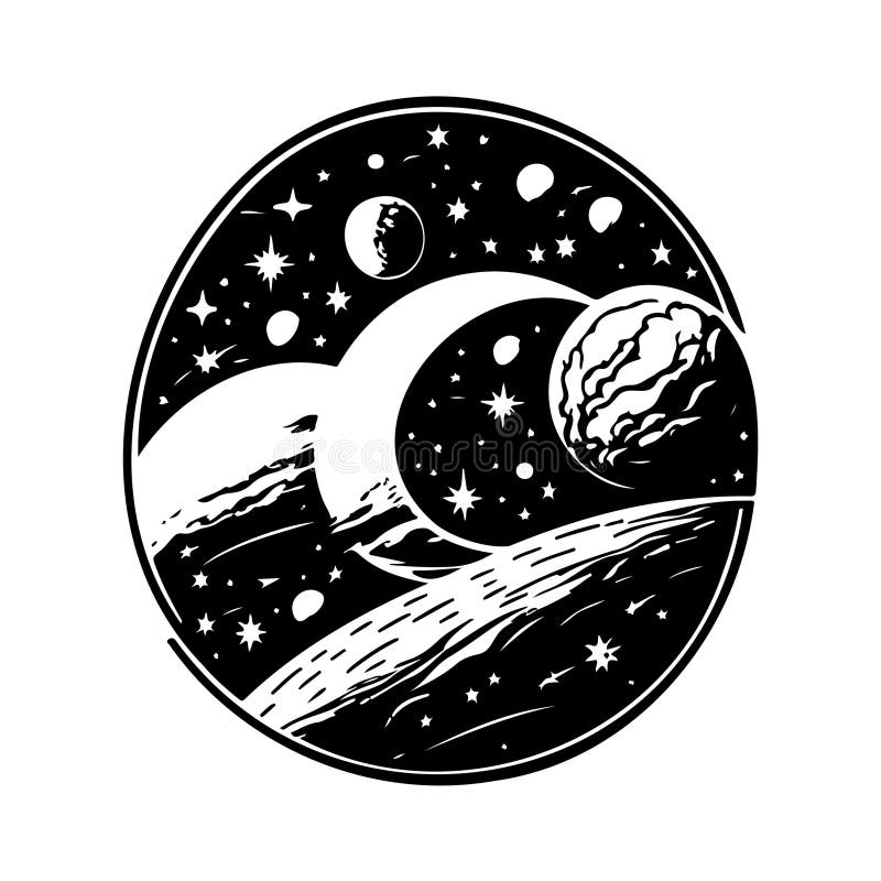Planet Space Icon Hand Draw Black Colour Space Logo Symbol Perfect ...