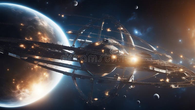 Planet in Space Internet Connection Outer Space Concept Via Satellite ...