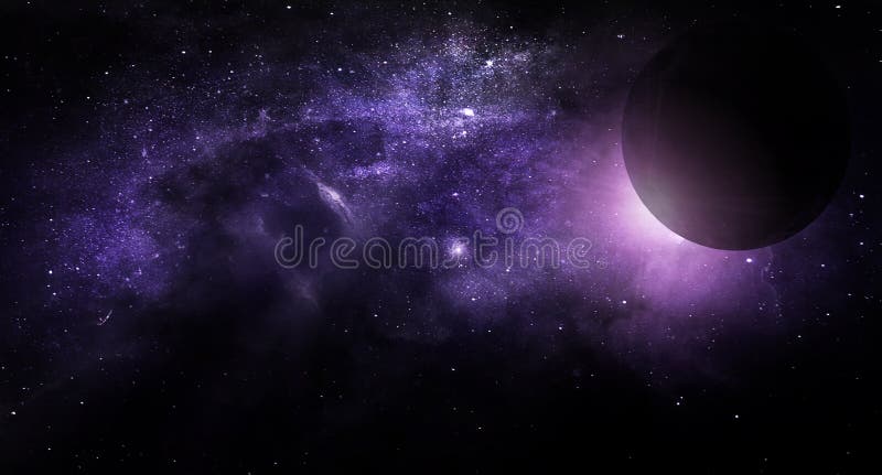 Planet in Space in Lilac Colors, Abstract Space Illustration, 3d Image ...