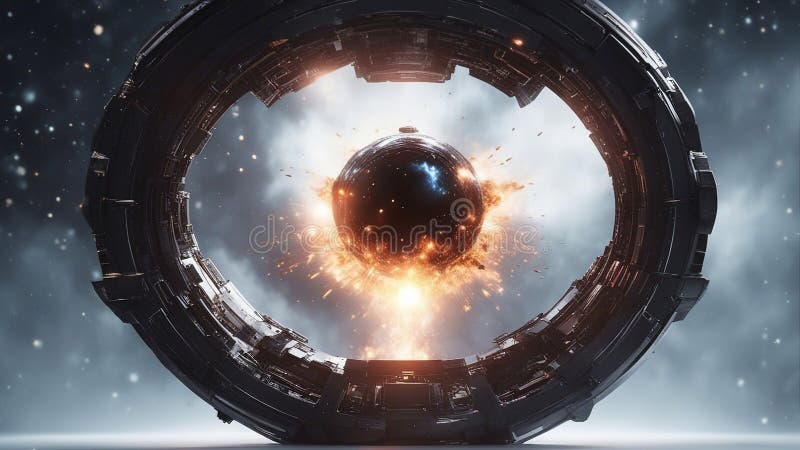 The Planet in the Space Near Black Hole, with Exploding Star, Digital ...