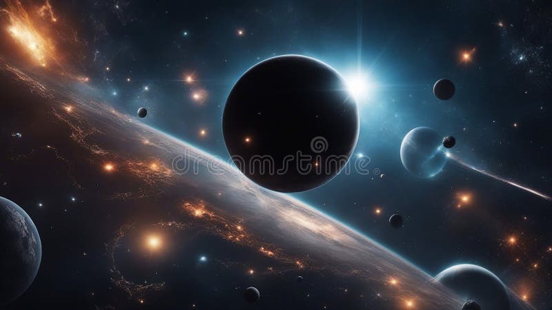 Planet in Space Wide Panel of Outer Space with Many Different Stars ...