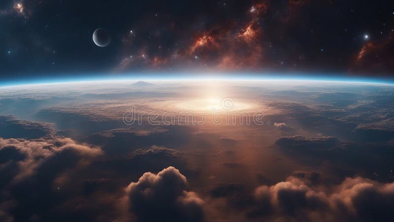 Planet in Space Wide Panel of Outer Space with Many Different Stars ...