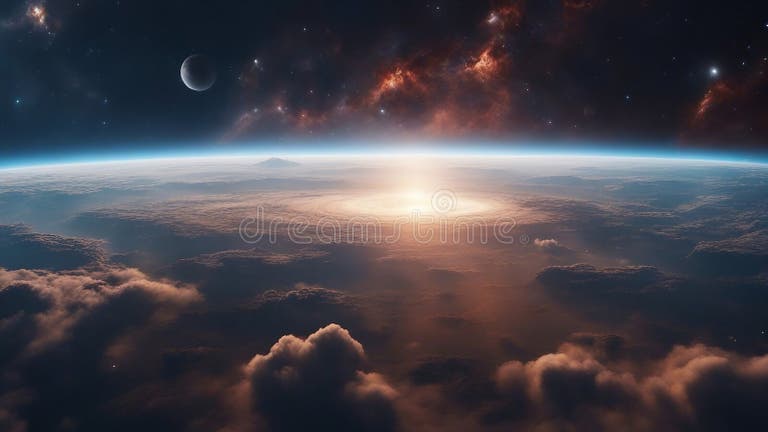 Planet in Space Wide Panel of Outer Space with Many Different Stars ...