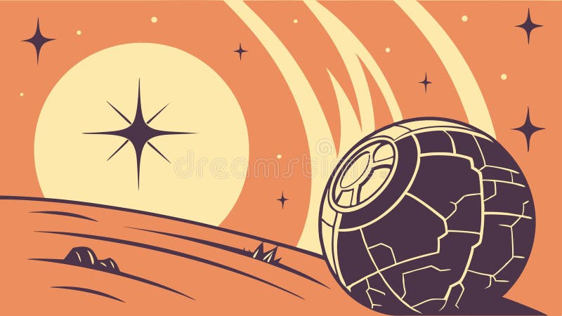 Planet with Sphere Object, Abstract Cosmic Landscape, Vector Design ...