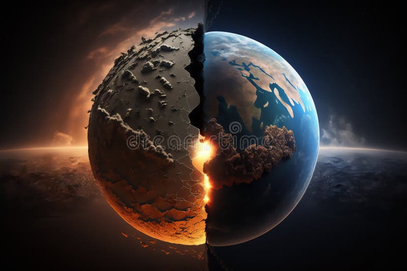 Earth S Core Made Up of Three Parts, Ai Generation Stock Photo - Image ...