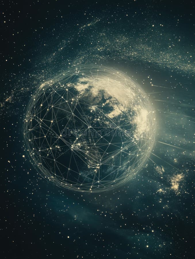 Planet with star network stock photo. Image of space - 379196546