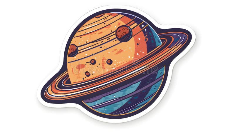 Planet Sticker Design on White Background. this is AI Generative Image ...