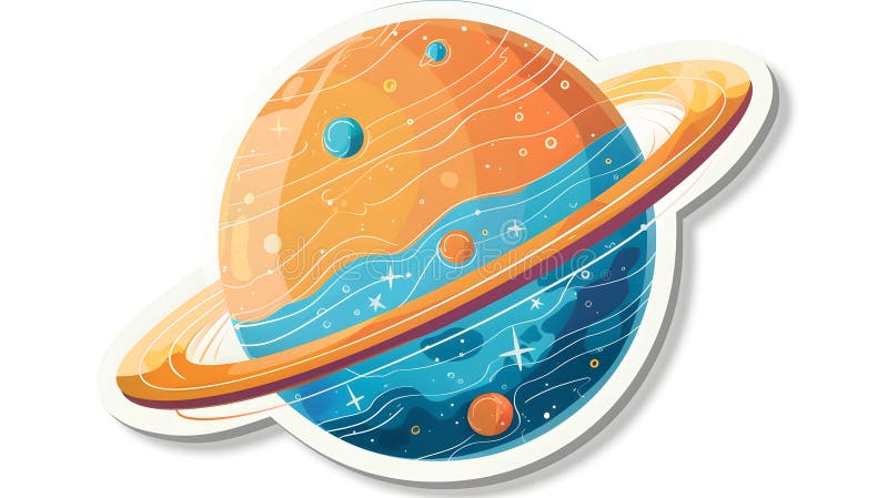 Planet Sticker Design on White Background. this is AI Generative Image ...