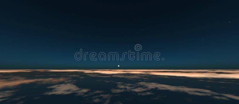 Planet Sunrise in Space. Horizon with Light. Sun Eclipse Effect. Starry ...
