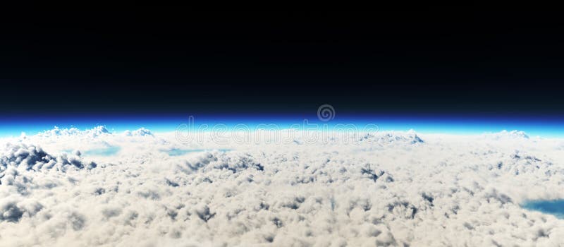Planet Sunset Above Clouds, 3d Render Stock Illustration - Illustration ...