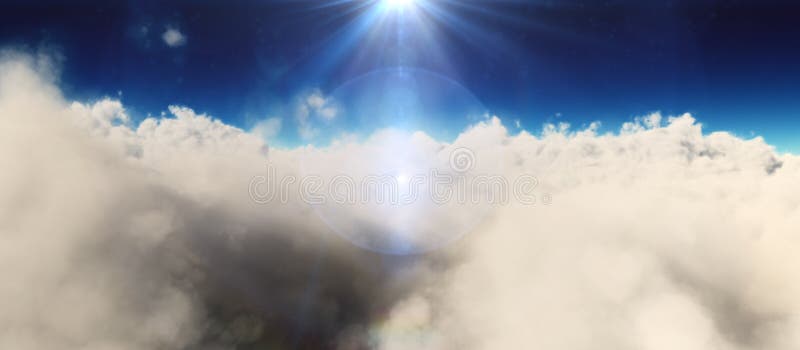 Planet Sunset Above Clouds, 3d Render Stock Illustration - Illustration ...