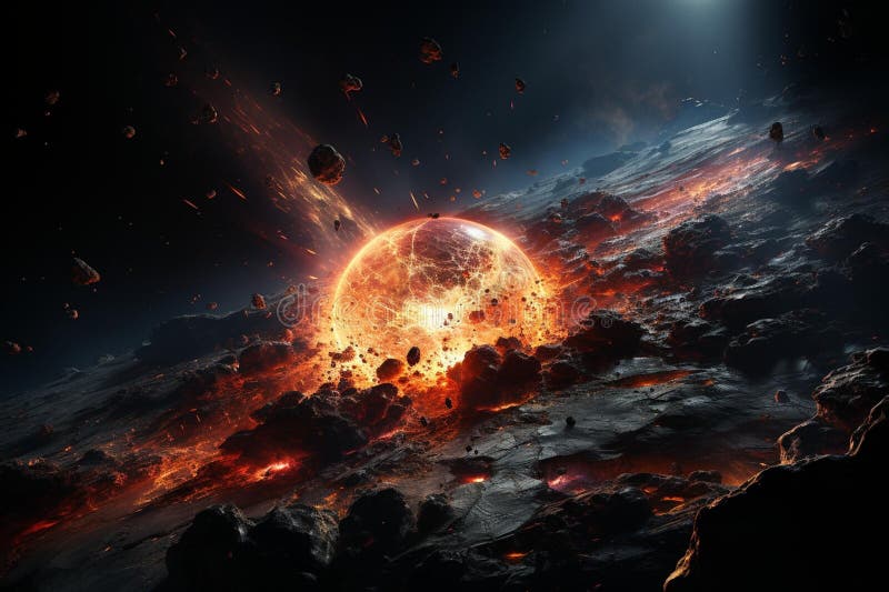 Planet Surrounded by Streams of Molten Lava Erupting from Its ...