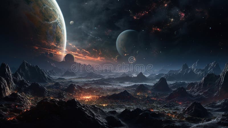 Planet System in Space, AI Generated Stock Illustration - Illustration ...