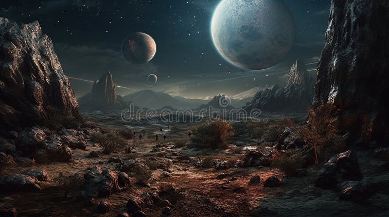 Planet System in Space, AI Generated Stock Illustration - Illustration ...