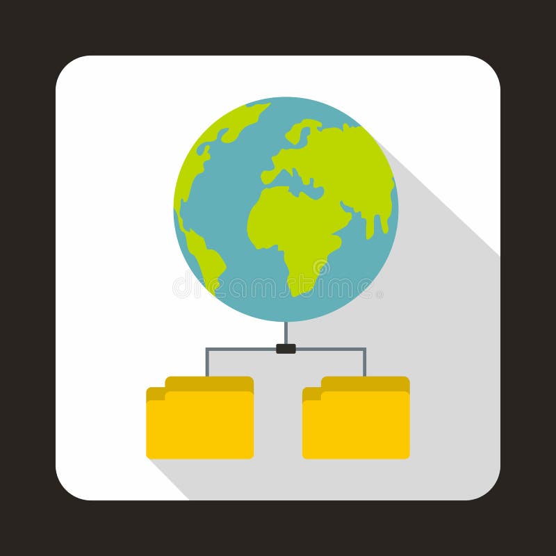 Planet and Two Folders Icon, Flat Style Stock Vector - Illustration of ...