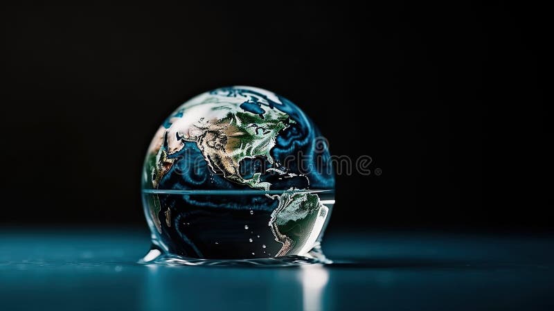 A Planet in Water on a Blue Background Stock Illustration ...