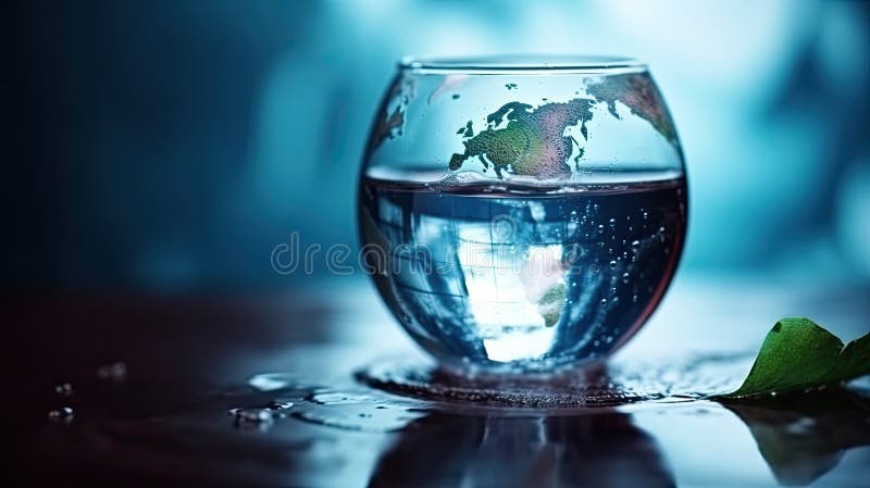 A Planet in Water on a Blue Background Stock Illustration ...