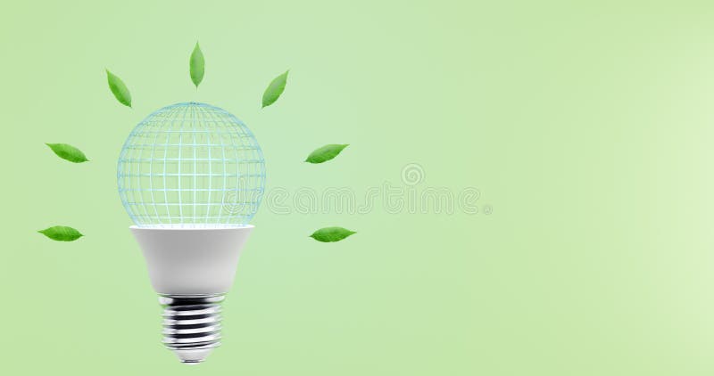 Planet Wireframe on Light Bulb, Globe with Grid. Ecology Environmental ...