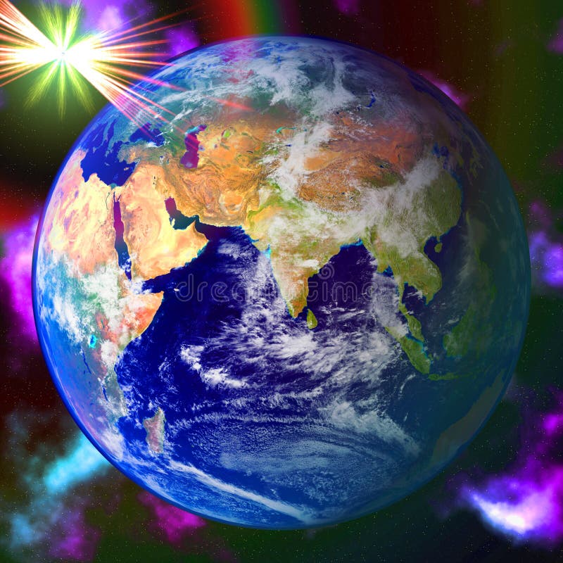 Planeta Azul De La Tierra En Espacio Stock de ilustración - Ilustración ...