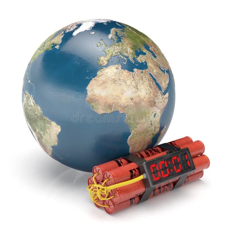 Planeta Da Terra Com Bomba-relógio Da Dinamite Ilustração Stock ...