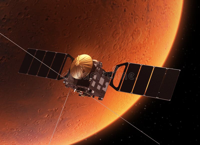 Planeta De órbita Marte Da Nave Espacial Ilustração Stock - Ilustração ...