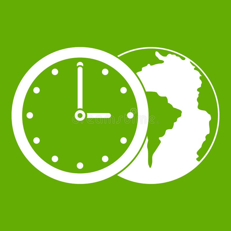 Planeta Del Mundo Con Verde Del Icono Del Reloj Ilustración del Vector ...