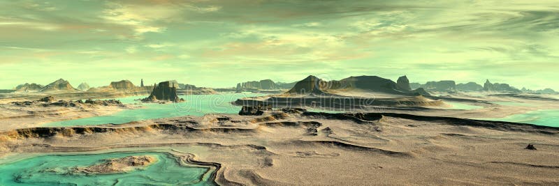 Planeta Desconhecido Montanhas Ilustração Stock - Ilustração de ...