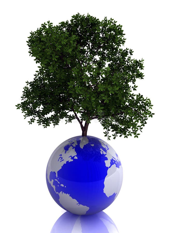 Planeta La Tierra Y El árbol Stock de ilustración - Ilustración de ...