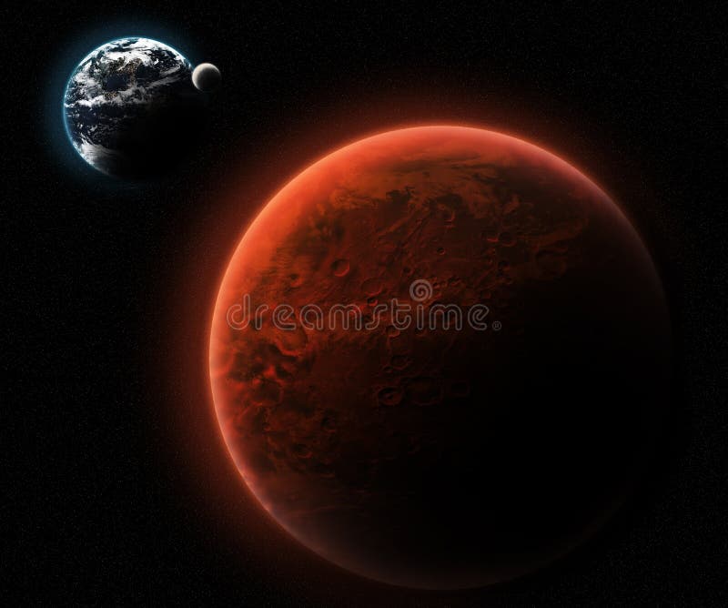 Planeta rojo stock de ilustración. Ilustración de satélite - 20422822