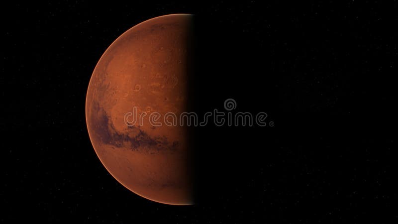 Planeta Rojo Mars En El Cielo Estrellado Stock de ilustración ...