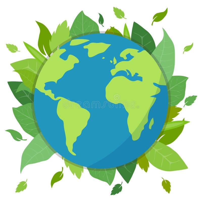 Planeta Terra ícone Do Planeta Terra Com Folhas Verdes Em Destaque