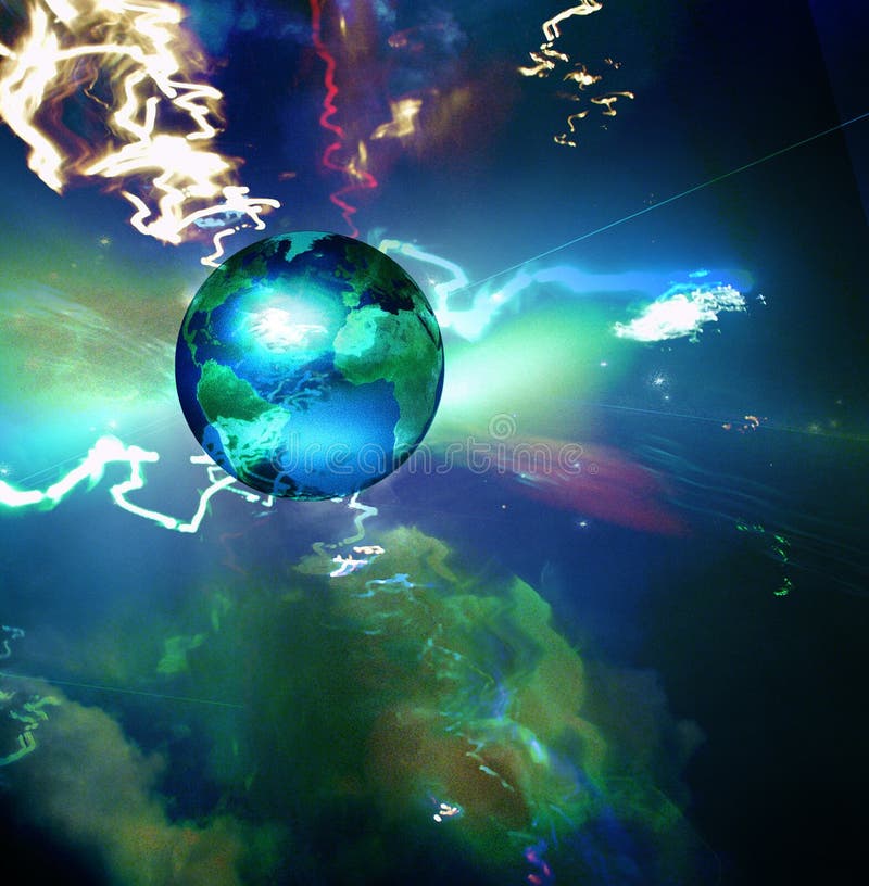 Planeta Tierra En Un Espacio Irreal Stock de ilustración - Ilustración ...