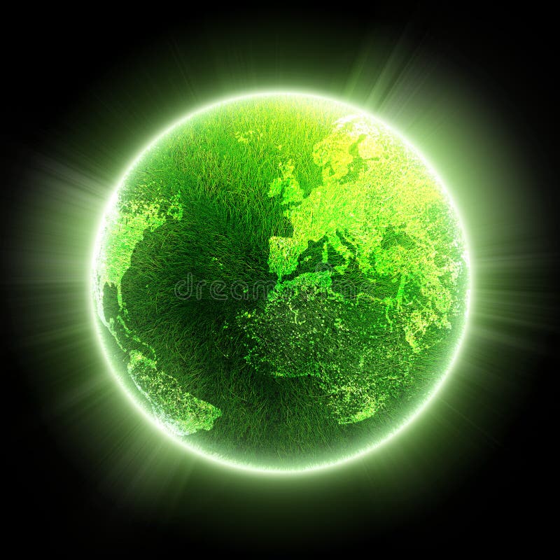 Tierra Verde Illuminating Del Planeta - VIDA VERDE Stock de ilustración ...