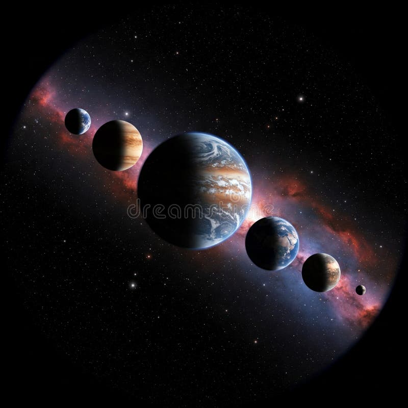 Planetary Alignment Cosmic Artistic Creation (Generated with AI) Stock ...