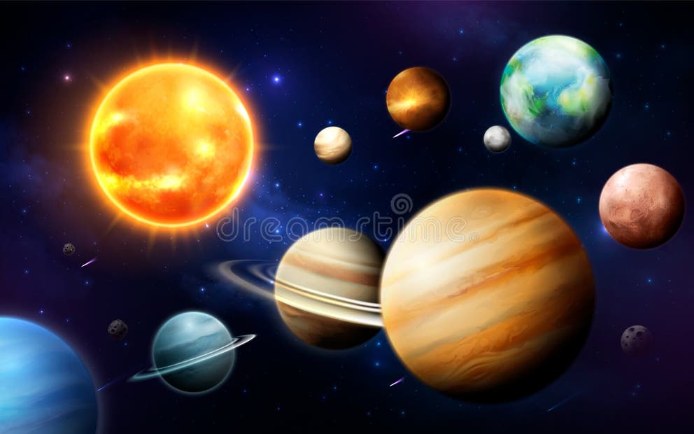 Planetary Alignment in the Solar System Background Stock Illustration ...