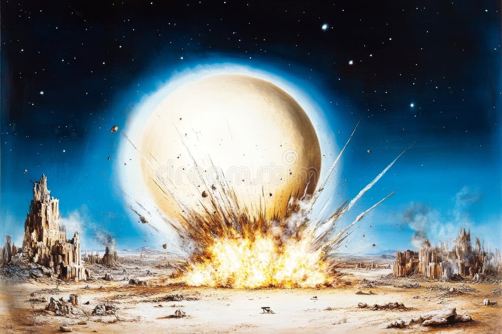 Planetary Collision and Desolation a Large Celestial Body Impacts a ...