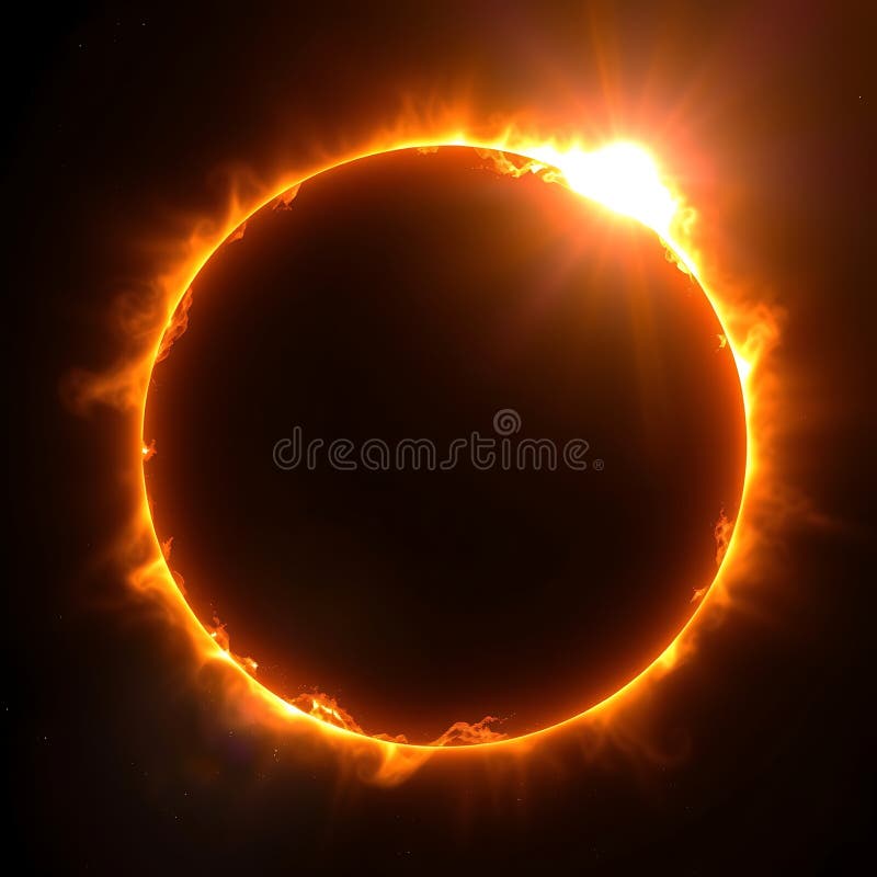 A Planetary Eclipse Texture with Glowing Edges and Cosmic Light Rays ...