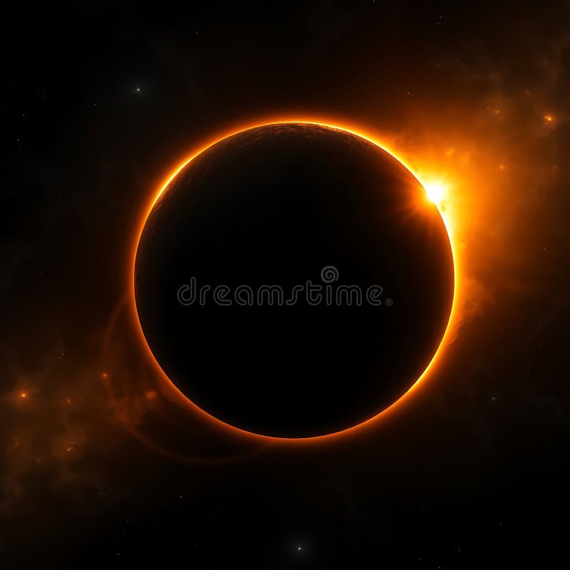 A Planetary Eclipse Texture with Glowing Edges and Cosmic Light Rays ...