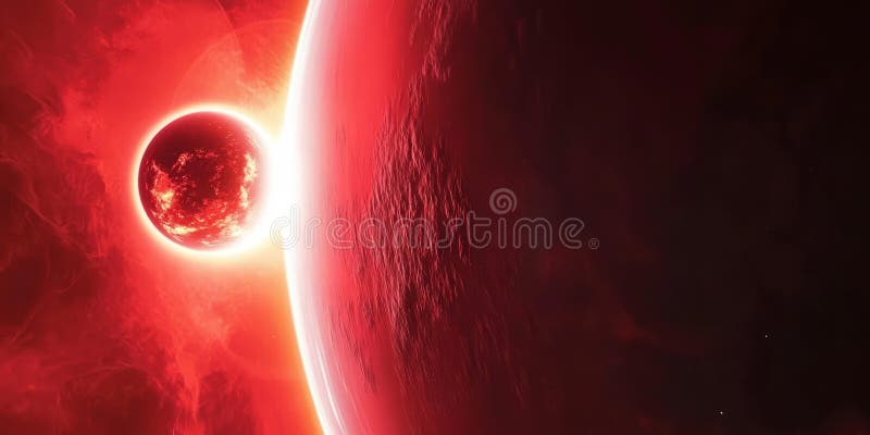 Planetary Eclipse Where Glowing Red Super Earth Casts Its Shadow Nearby ...