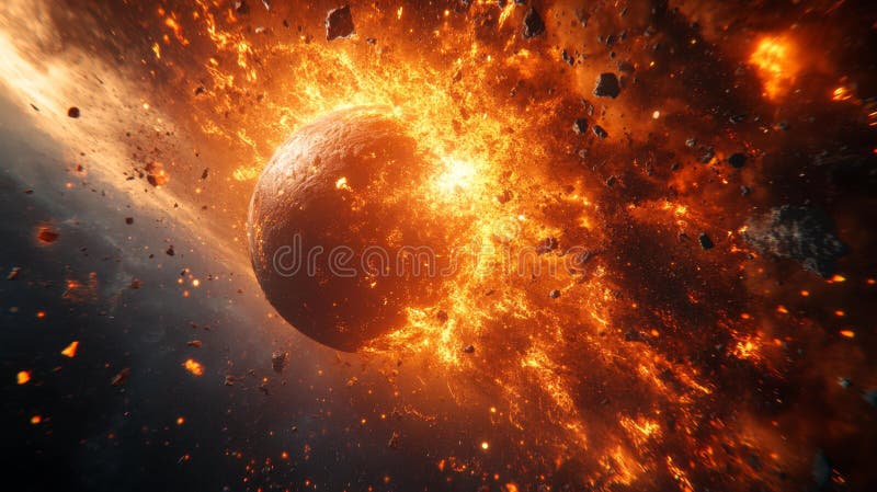Planetary Explosion in Deep Space - Generative Ai Stock Illustration ...