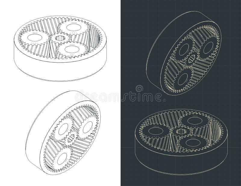 Planetary Gears Isometric Blueprints Stock Vector - Illustration of ...