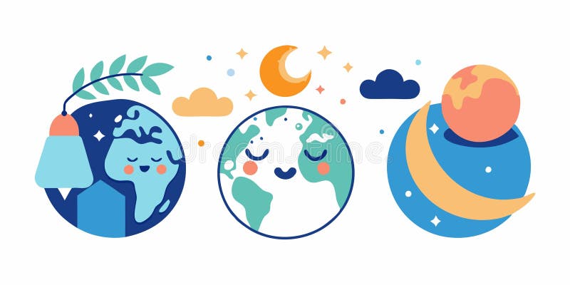 Planetary Harmony Illustrations with Celestial Elements for Educational ...