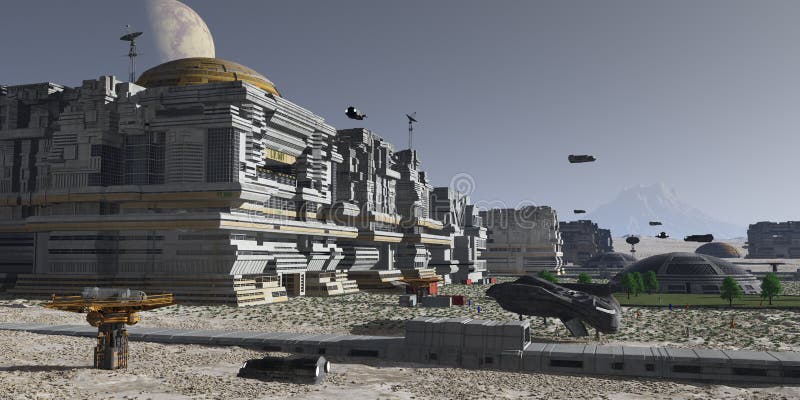 Planetary human colony stock illustration. Illustration of spacecraft ...