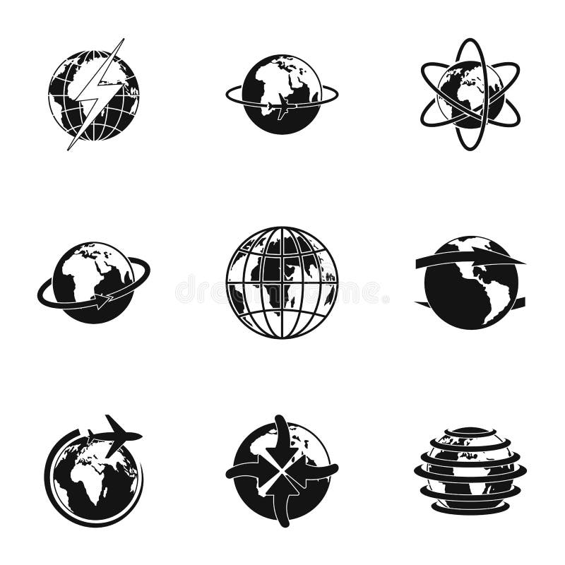 Planetary Icons Set, Simple Style Stock Vector - Illustration of galaxy ...