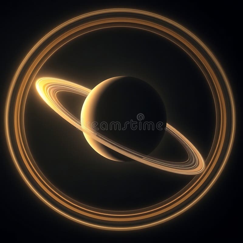 A Planetary Ring System Glowing in Soft Gold and Silver Tones Stock ...