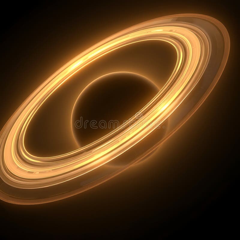A Planetary Ring System Glowing in Soft Gold and Silver Tones Stock ...