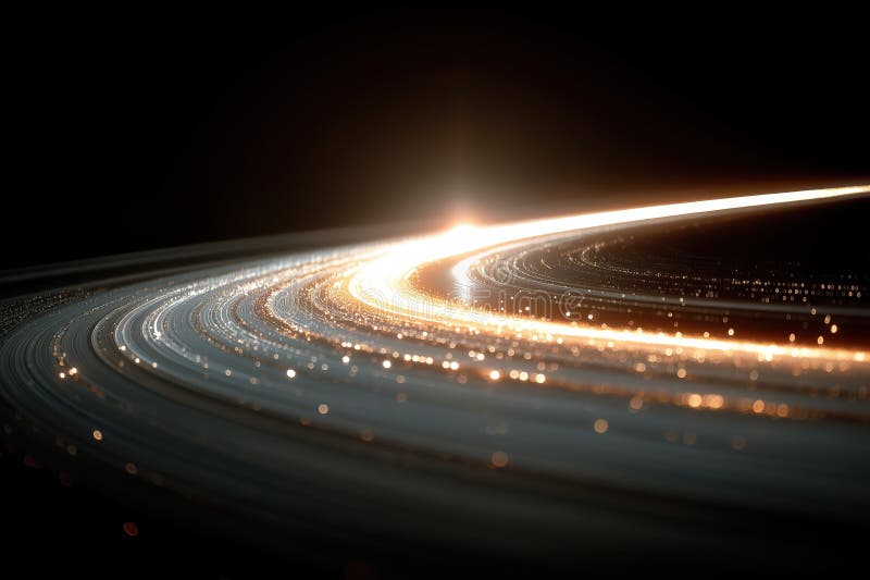 Planetary Rings Stretch Across Space Viewed from Satellite in Low Orbit ...