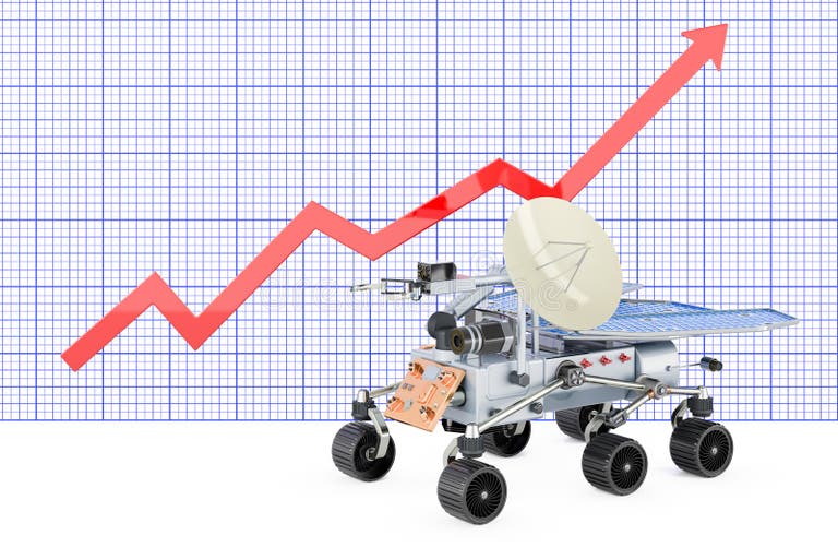 Planetary Rover with Growing Chart, 3D Rendering Stock Illustration ...